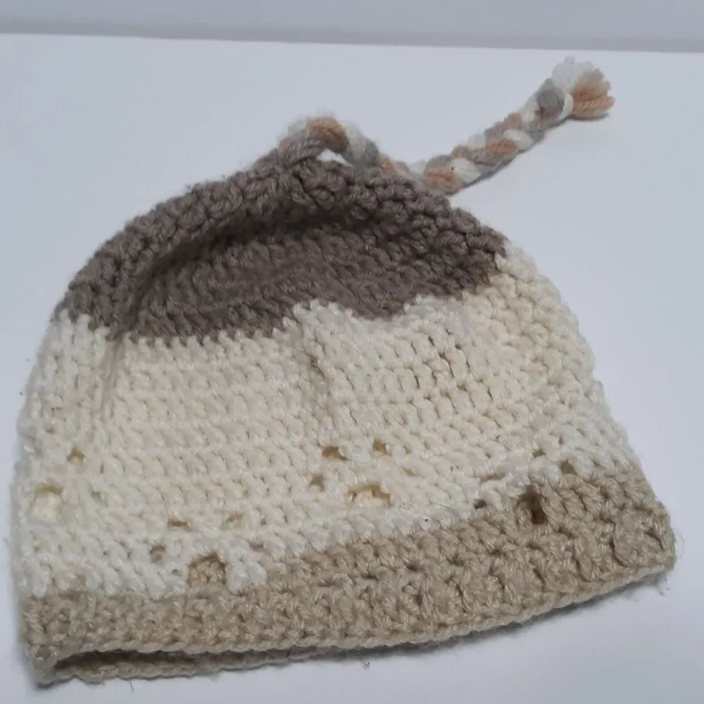 Accessories | Womens Handmade Crochet Beanie Winter Hat White Cream Tan ...